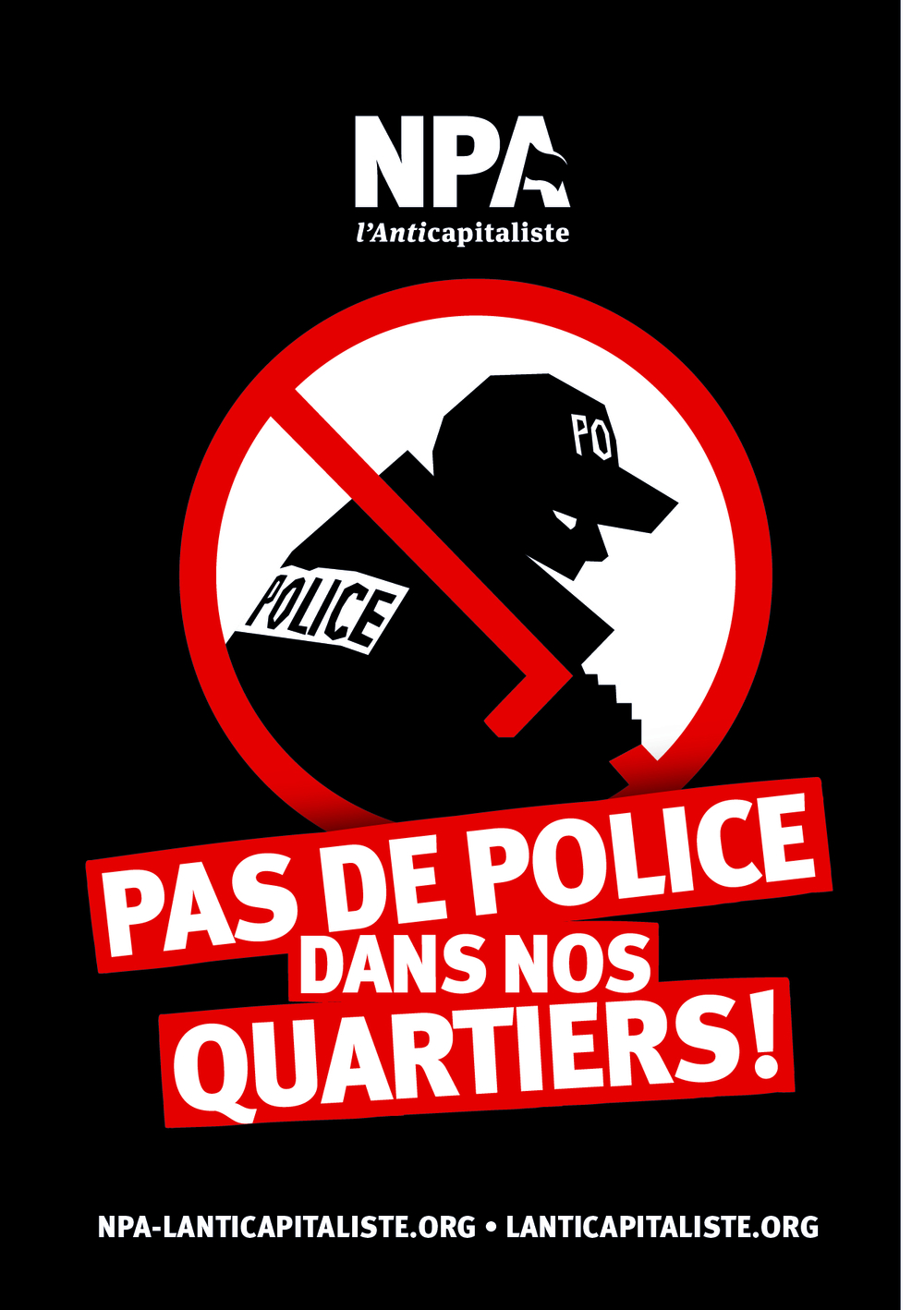 Autocollant : « Pas de police dans nos quartiers » | L’Anticapitaliste