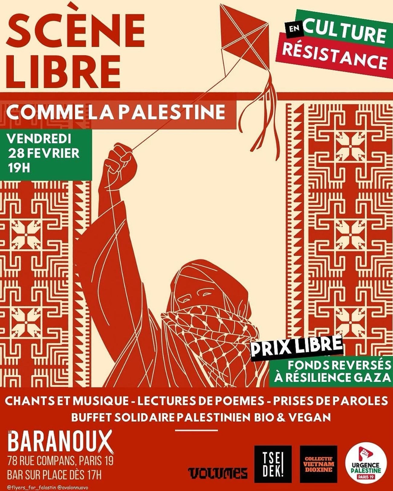 Paris (75) : Culture en résistance : scène libre comme la Palestine | L ...